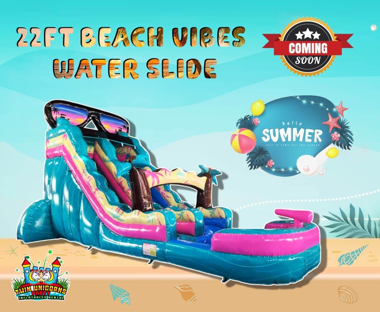 22ft Beach Vibes Water Slide | Twin Unicorns Party, LLC Greenville TX